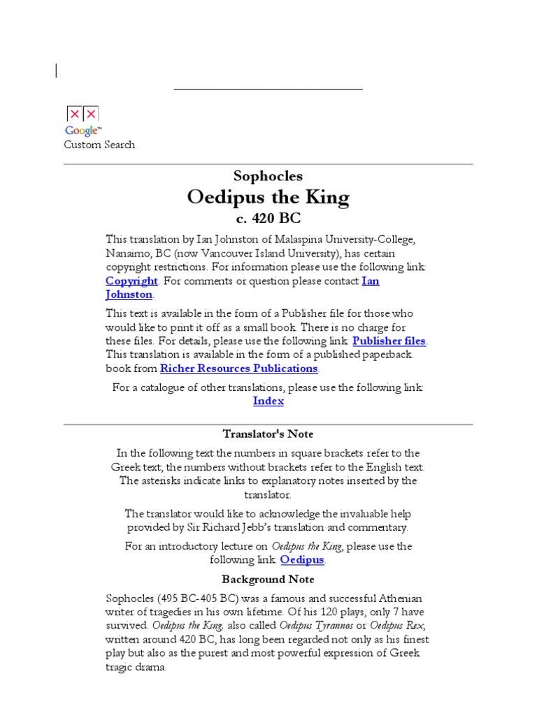 Oedipus the King Summary | PDF | Oedipus | Mythology Of Central Greece