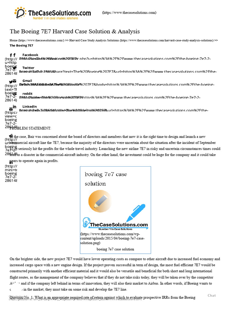 003 The Boeing 7E7 Case Solution and Analysis, HBR Case Study Solution & Analysis of Harvard ...