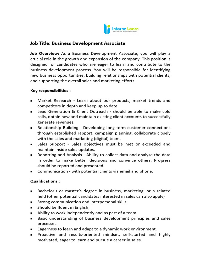 INTERNZ LEARN - Internship JD | PDF