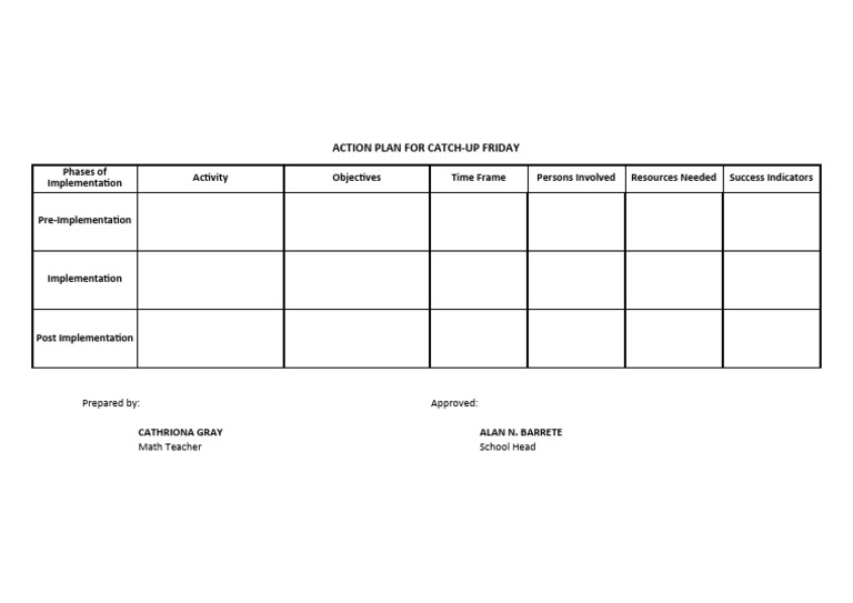 Catch-Up Friday Action Plan Guide | PDF