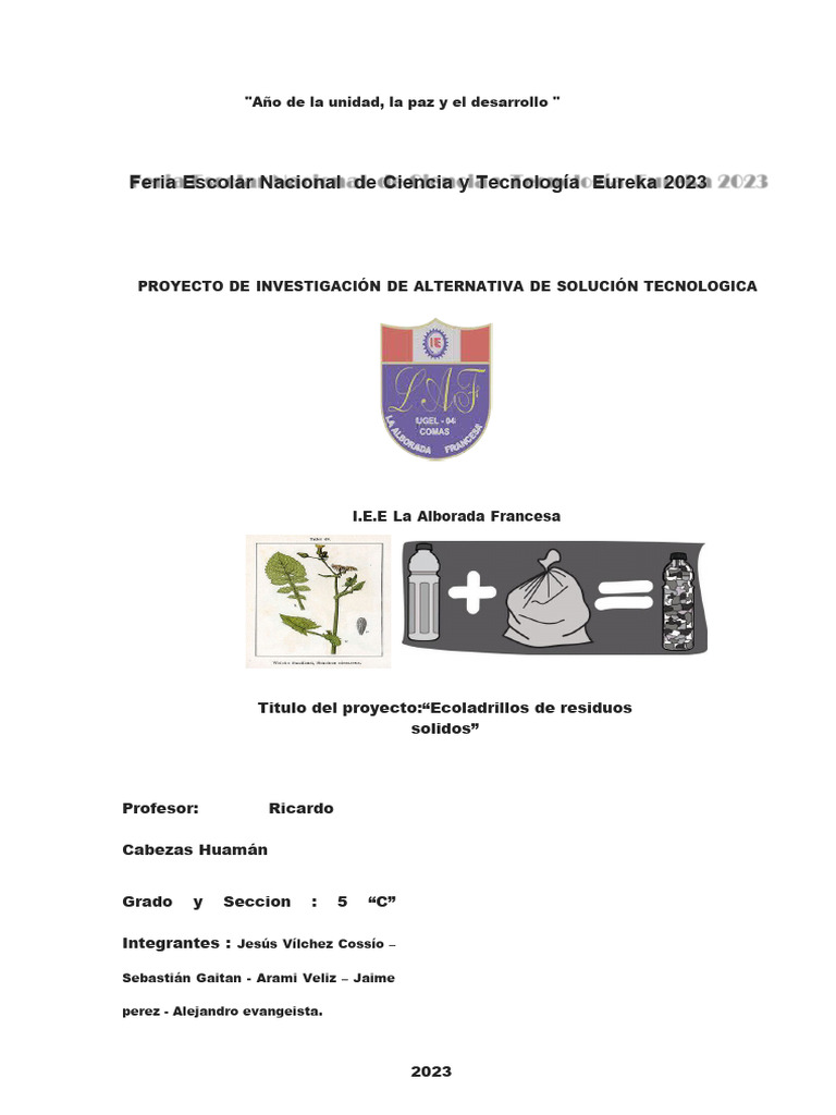 Proyecto de Solucion Tec | PDF | Residuos | El plastico