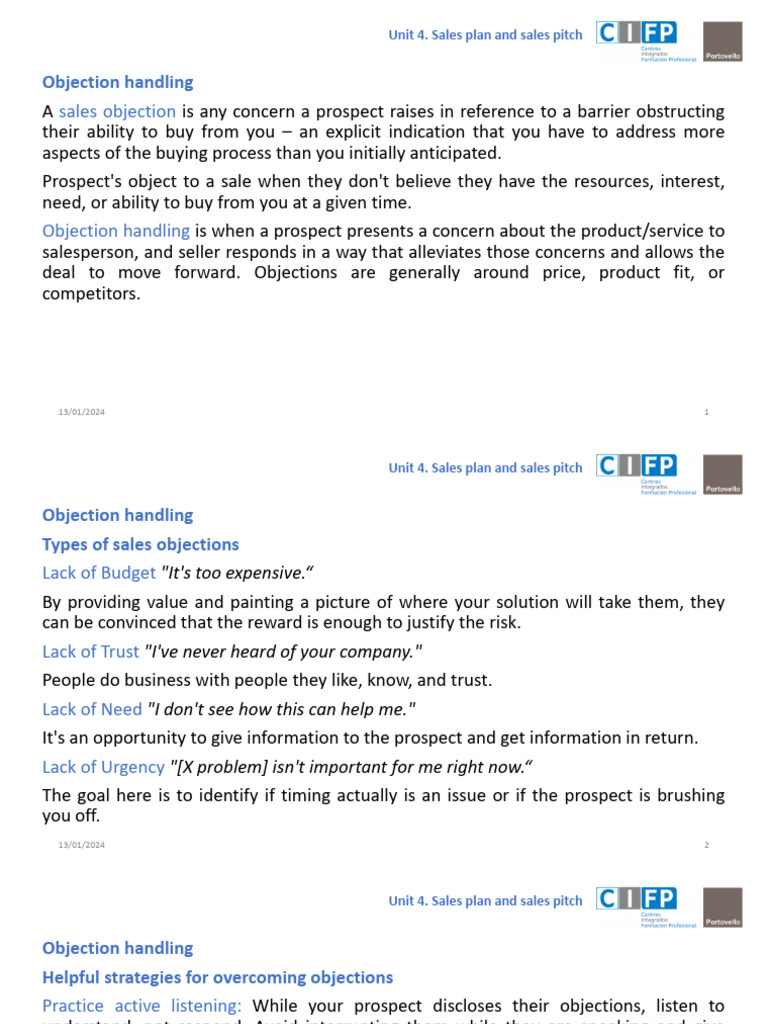 UNIT 4 TVEN Objection Handling | PDF | Sales | Business