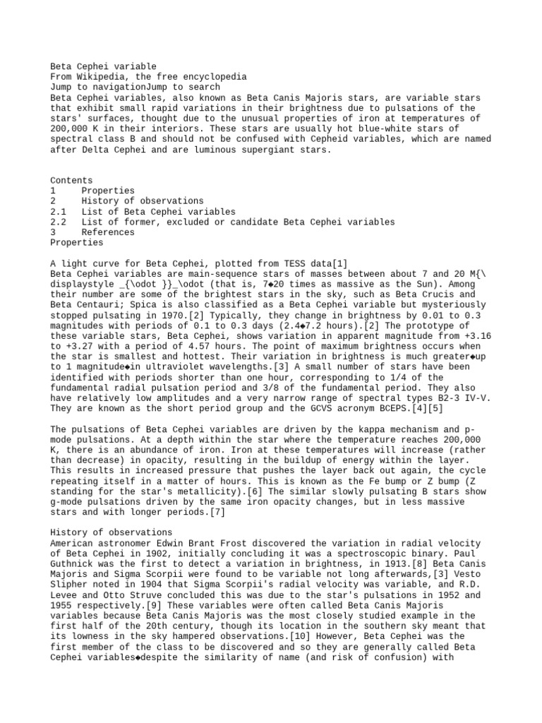 Beta Cephei Variable | PDF | Stars | Astronomy