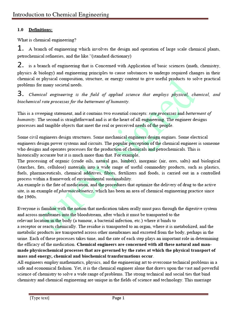 Introduction To Chemical Engineering Edited | PDF | Chemical ...