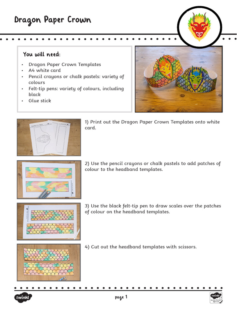Dragon Paper Crown Instructions | PDF | Paper | Conservation And ...