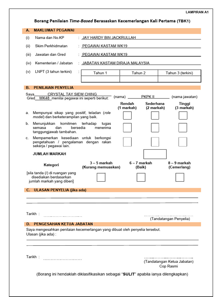 Borang TBK 1 | PDF