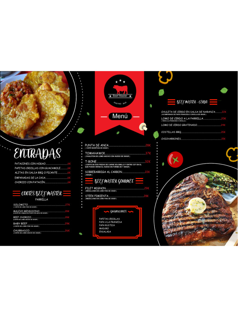 Menú del Restaurante Beef Master | PDF | filete | Carne