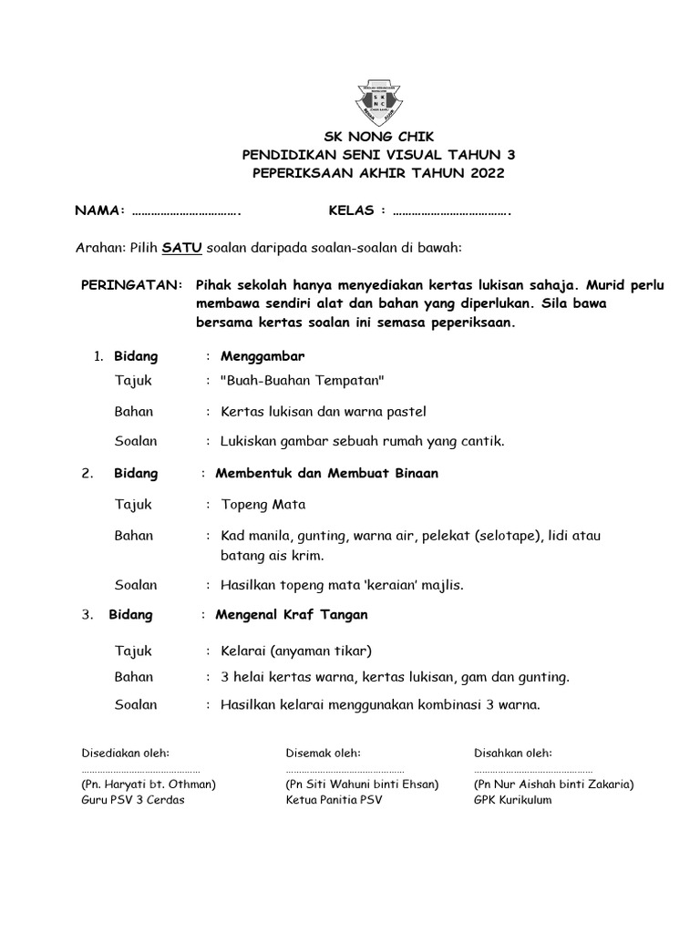 PSV Tahun 3 | PDF