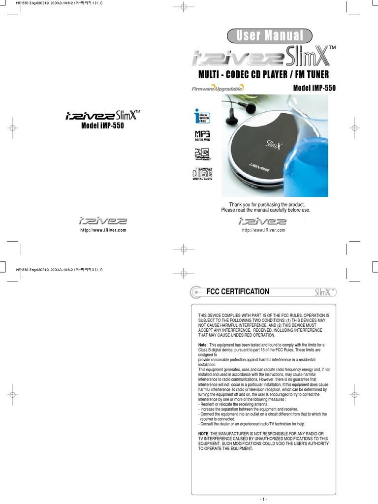 iMP-550 Eng Lish Manual | PDF | Headphones | Battery (Electricity)