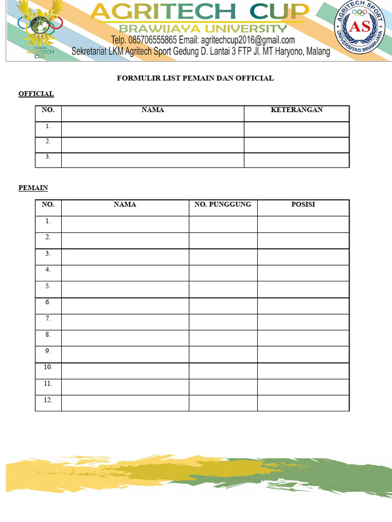 FORMULIR PENDAFTARAN BASKET Awal PBS | PDF