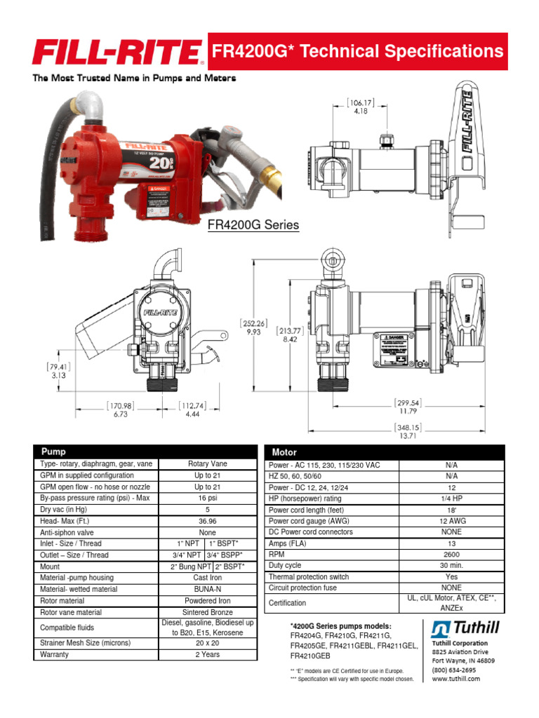 Datos Tecnicos Serie 4200G Ingles | PDF | Valve | Pump