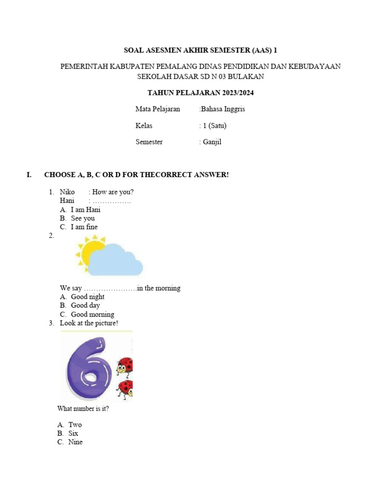 Kelas 1 | PDF | Language Arts & Discipline