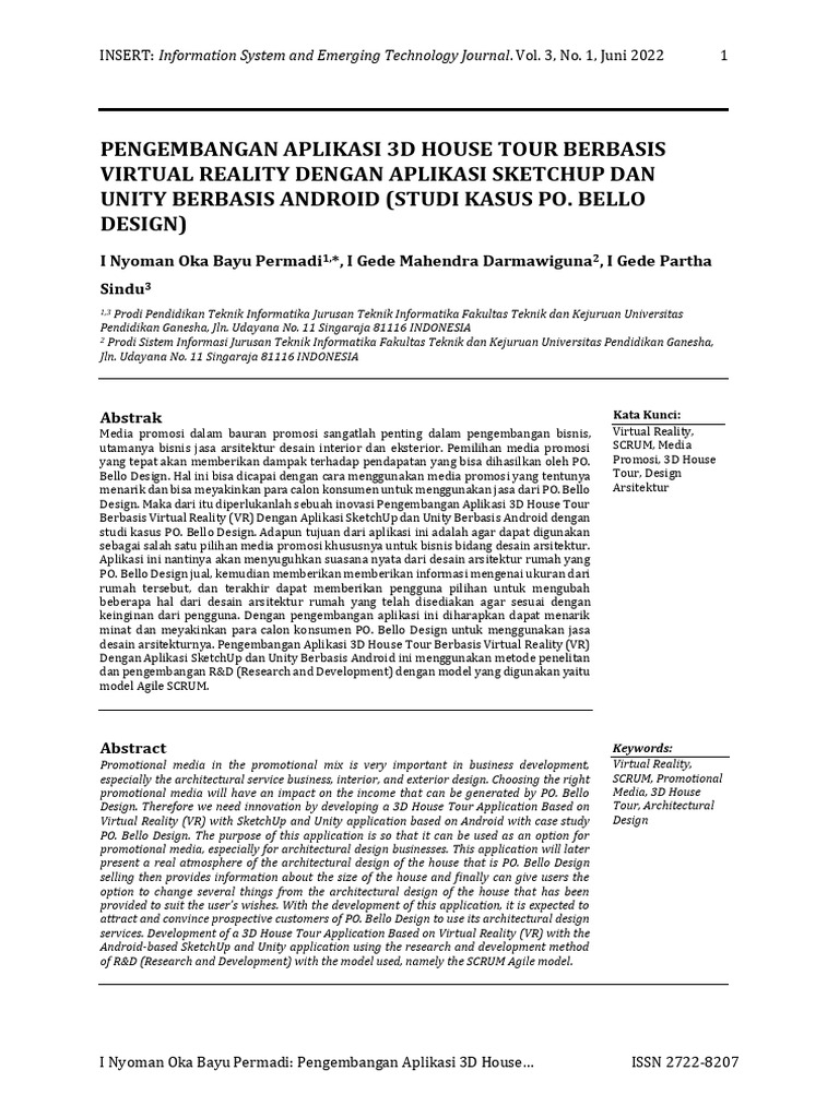 Pengembangan Aplikasi 3D House Tour Berbasis Virtual Reality Dengan Aplikasi Sketchup Dan Unity ...