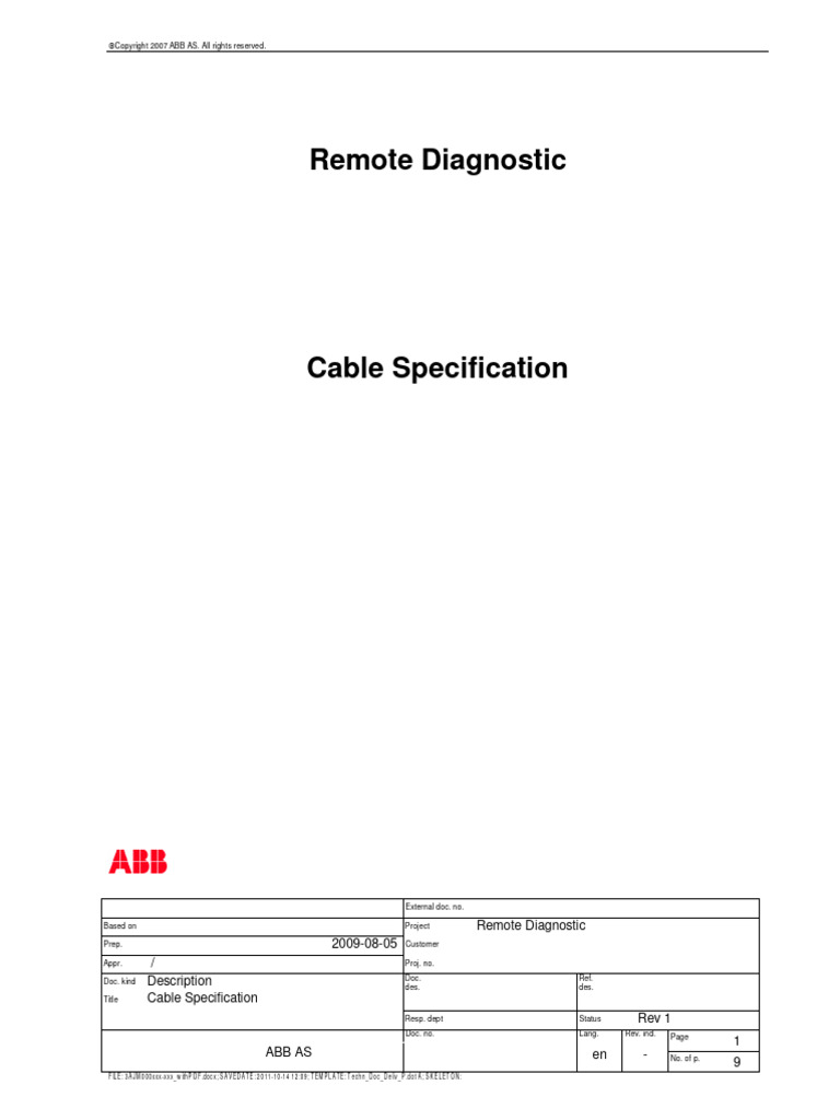 ABB Recommended Cable Document | PDF
