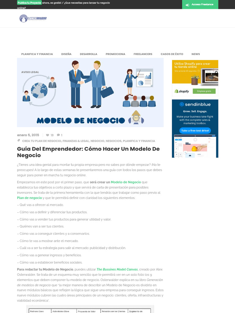 Guía Del Emprendedor, Cómo Hacer Un Modelo de Negocio | PDF | Modelo de negocio | Iniciativa ...