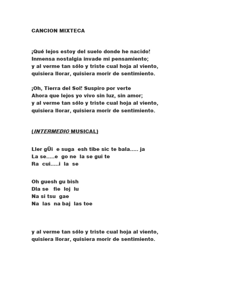 Cancion Mixteca Mitla | PDF | Poesía