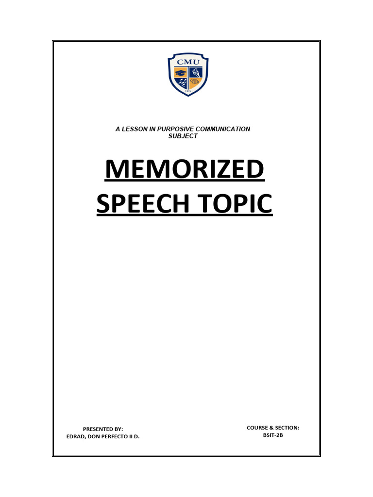 Edrad Memorized Speech Report | PDF | Memory | Speech