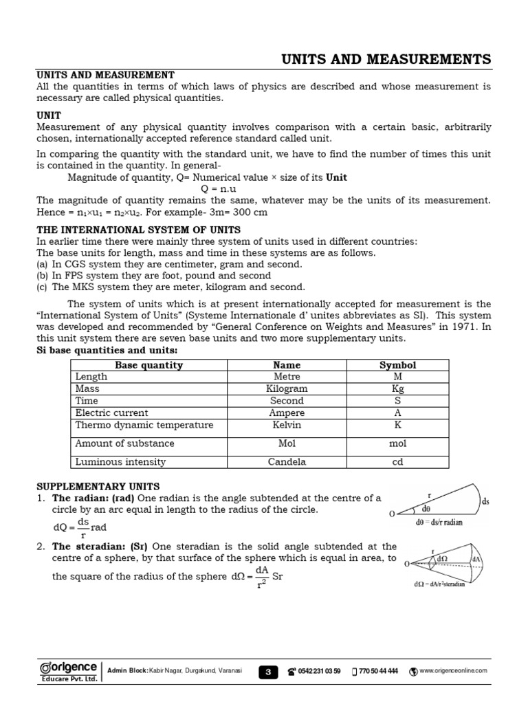02-Units and Measurements | PDF | Significant Figures | International ...