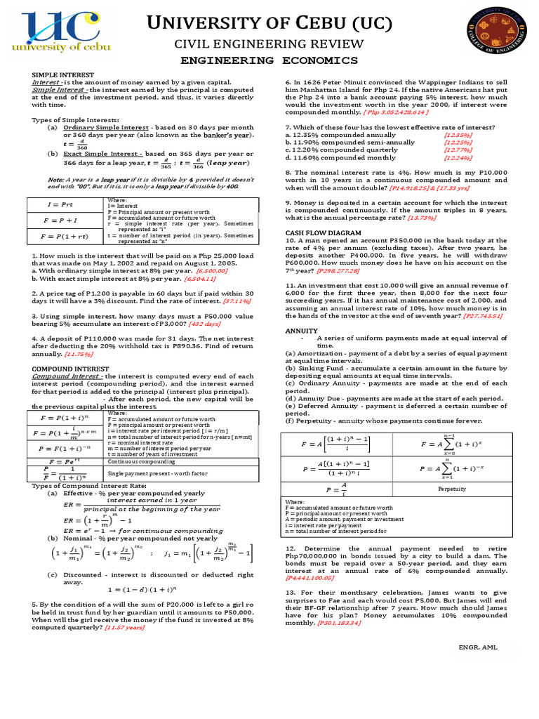 Engineering Economics | PDF | Interest | Depreciation