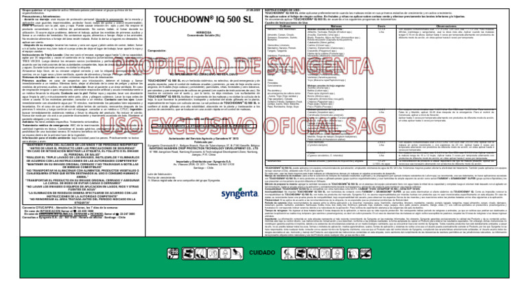 Touchdown Iq 500 SL Envase Origen Nantong China 21.05.2020 Sag | PDF ...