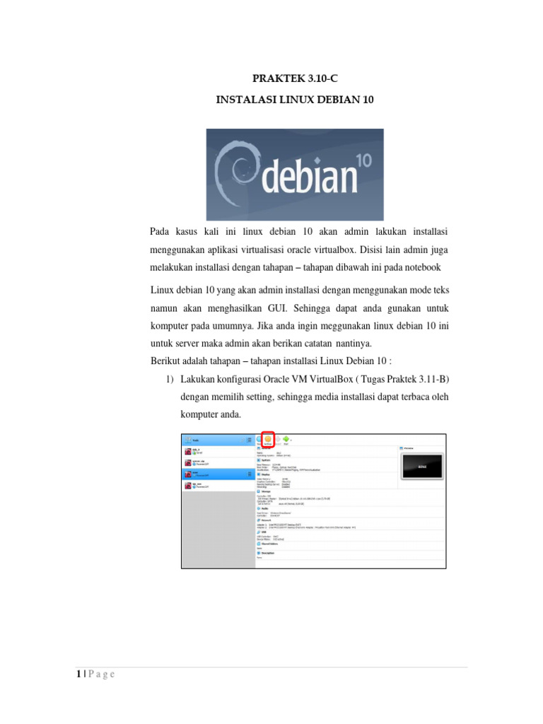 Tugas Praktek 3-10-C-Instalasi Debian 10 | PDF