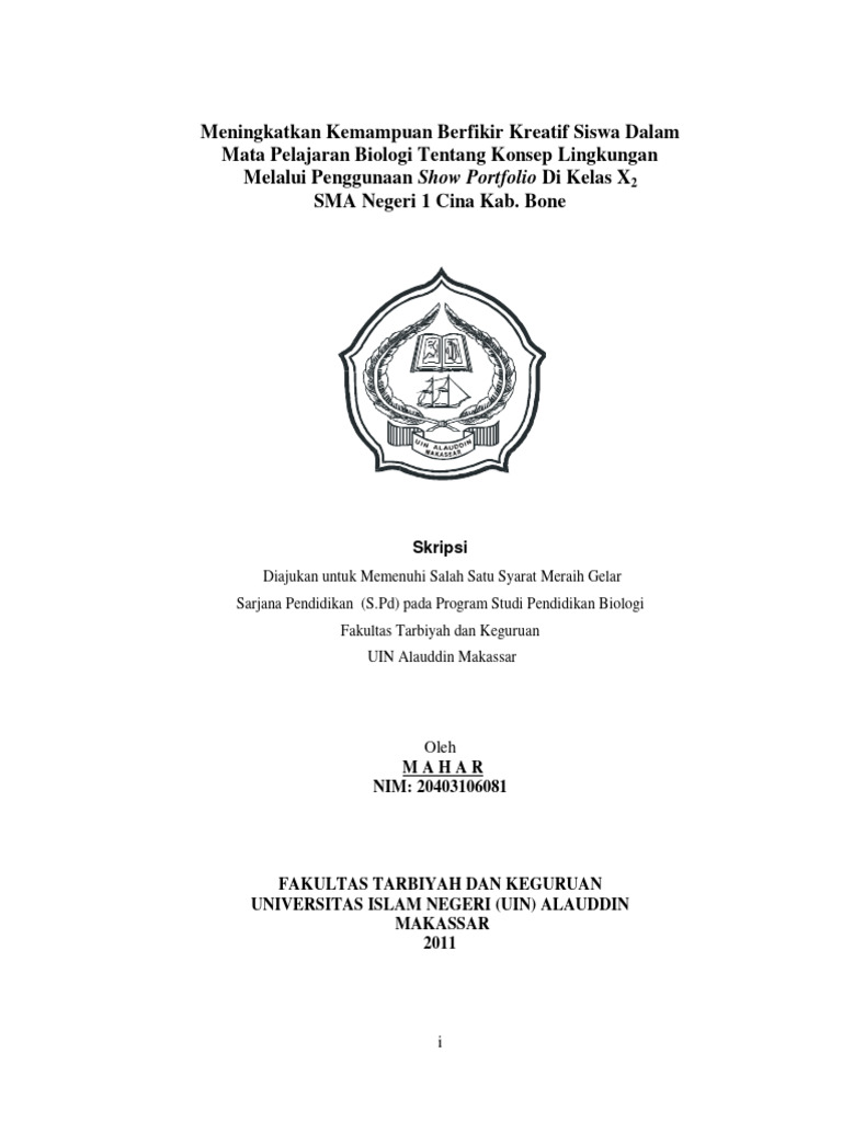 Meningkatkan Kemampuan Berfikir Kreatif Siswa Dalam Mata Pelajaran Biologi Tentang Konsep ...