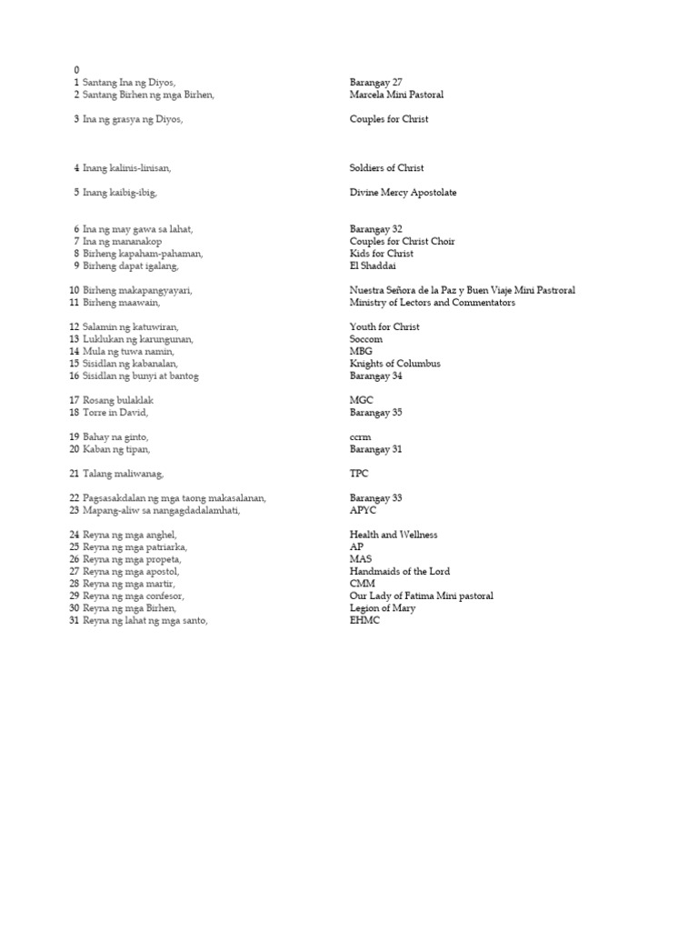 Litany A | PDF