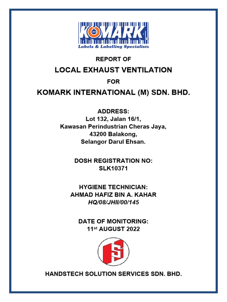 Local Exaust Ventilation (Lev) | PDF | Ventilation (Architecture) | Duct (Flow)