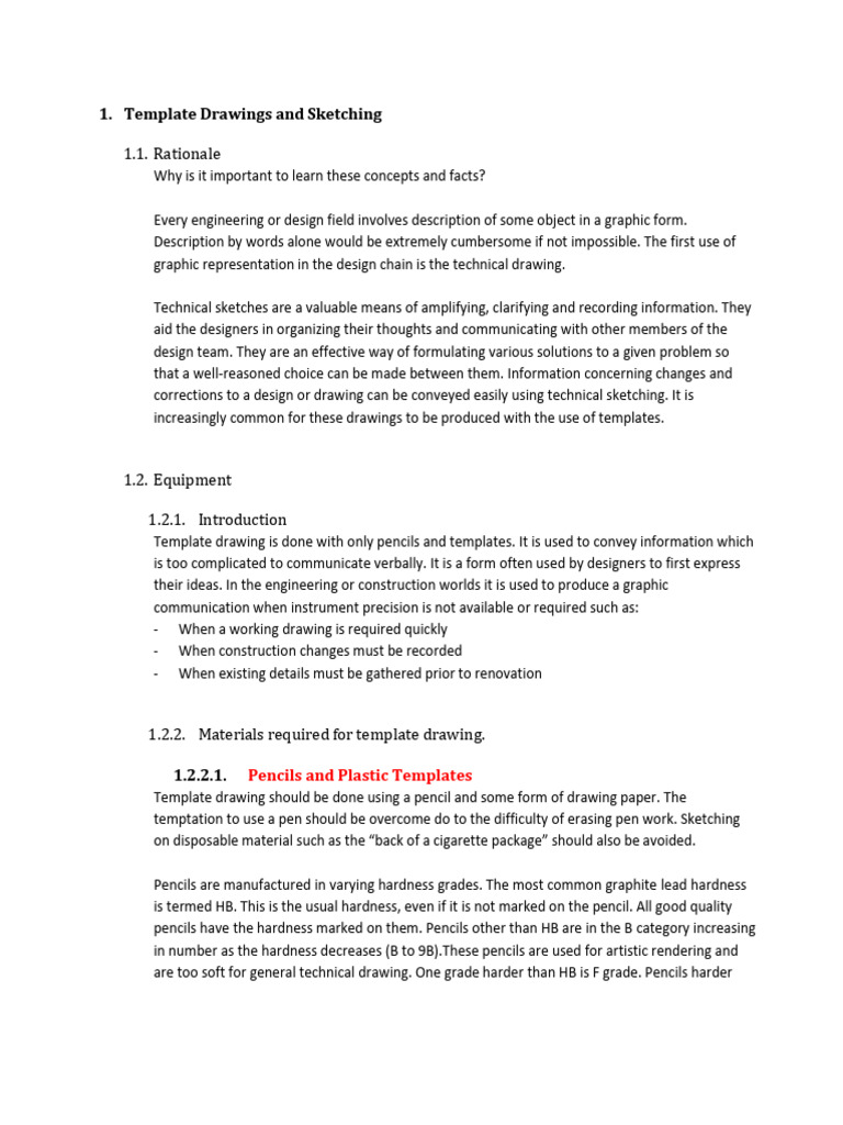 Template Drawing Techniques for Engineers | PDF | Drawing | Pencil