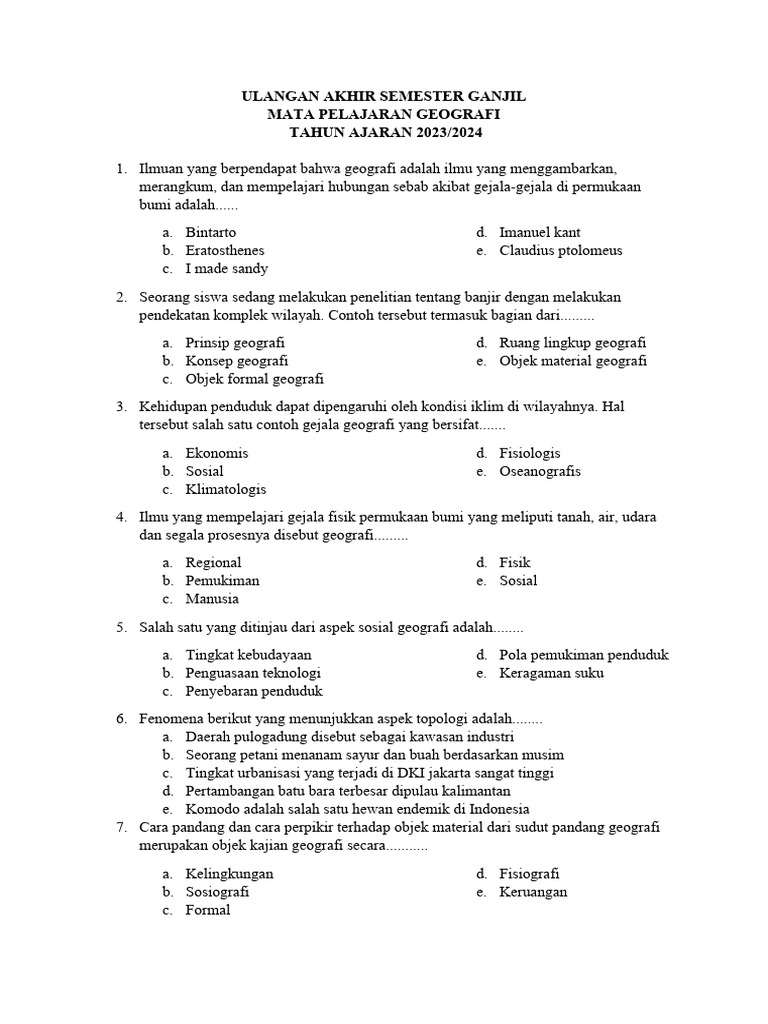 Pas Ganjil Geo X 2023-2024 | PDF