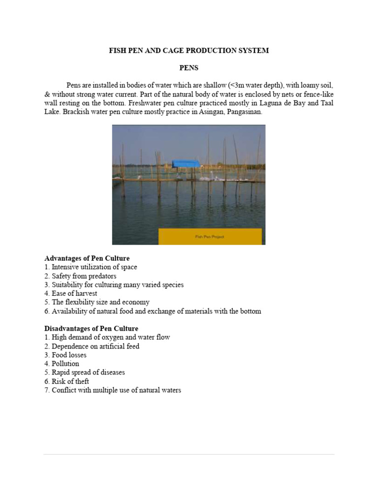 Pens Cages and Recirculating Tank 1 | PDF | Fish And Humans | Aquaculture