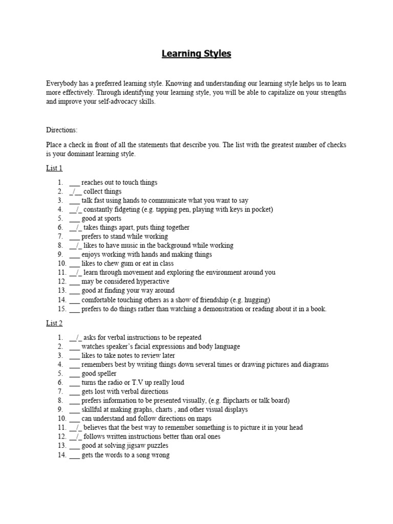 Session 6 - Learning Styles | PDF | Learning Styles | Learning