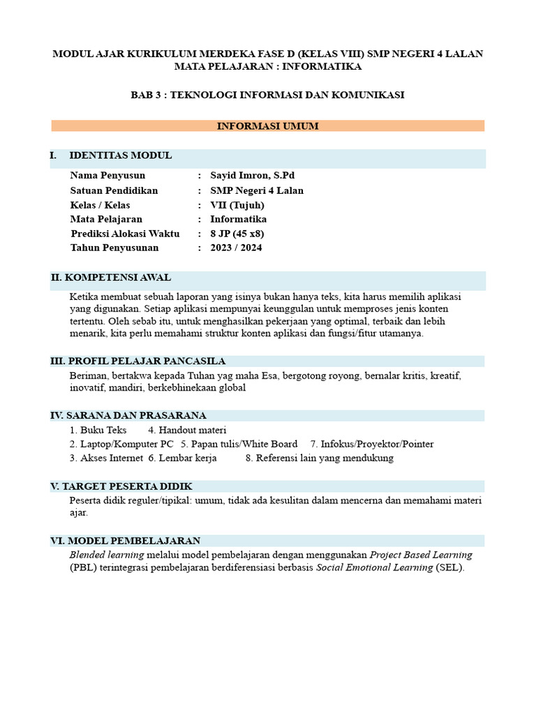 Modul Ajar Informatika - TEKNOLOGI INFORMASI DAN KOMUNIKASI - Fase D ...