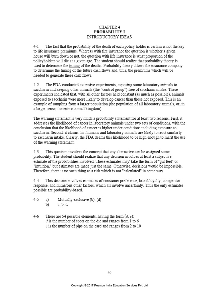 CHAPTER 4 - Ans | PDF | Odds | Insurance