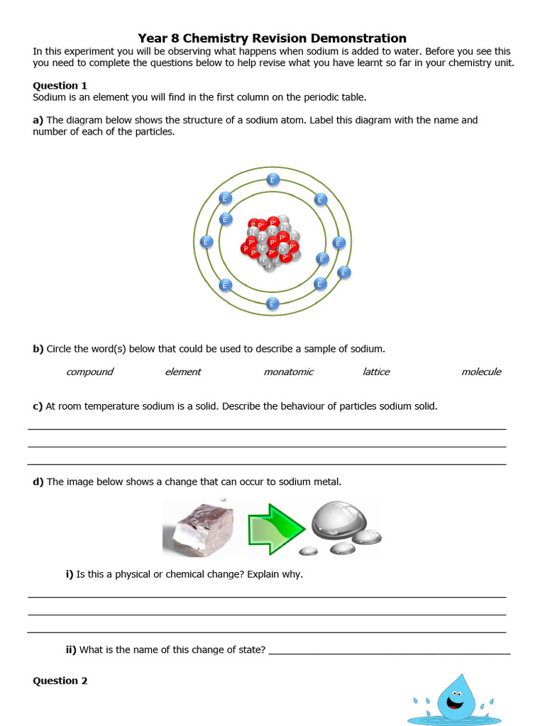 Year 8 Chemistry Revision Demonstration Sodium | PDF | Sodium Hydroxide ... Year 8 Chemistry Revision Demonstration Sodium | PDF | Sodium Hydroxide ...