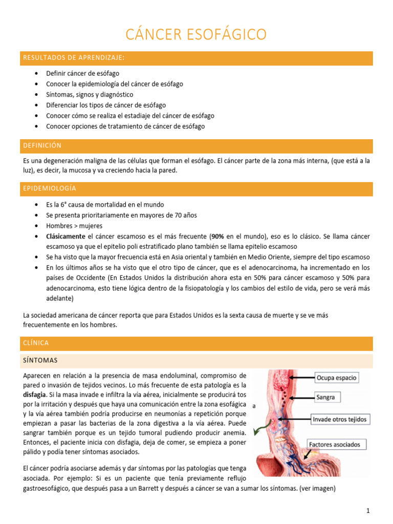 Cáncer Esófagico | PDF | Cáncer | Cáncer de esófago