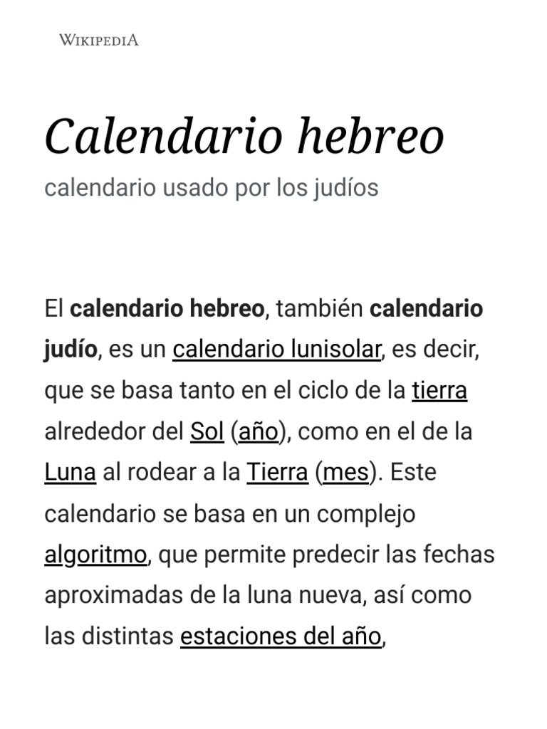 Funcionamiento del Calendario Hebreo | PDF | Calendario hebreo | Año