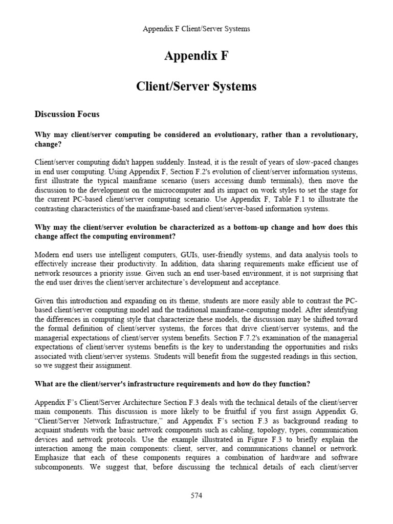 IM Appendix F Client Server Systems Ed12 | PDF | Computer Network | Databases