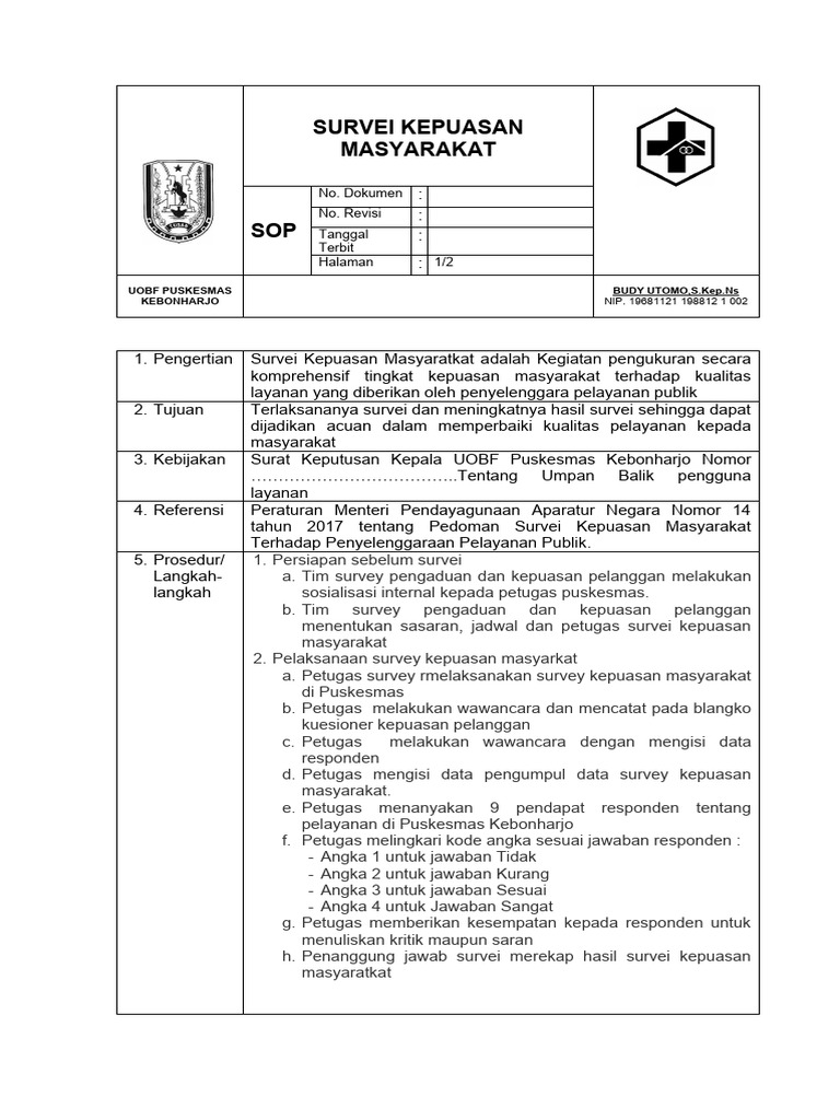 Sop Survey Kepuasan Masyarakat | PDF