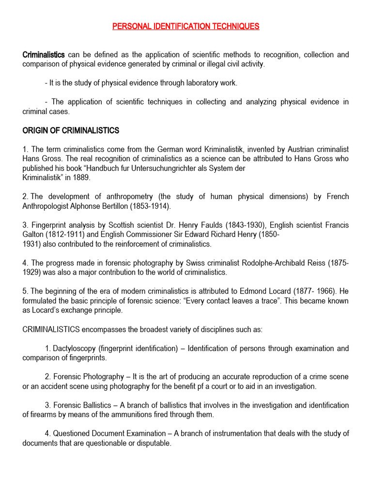 Forensic Science Summary | PDF | Forensic Science | Fingerprint