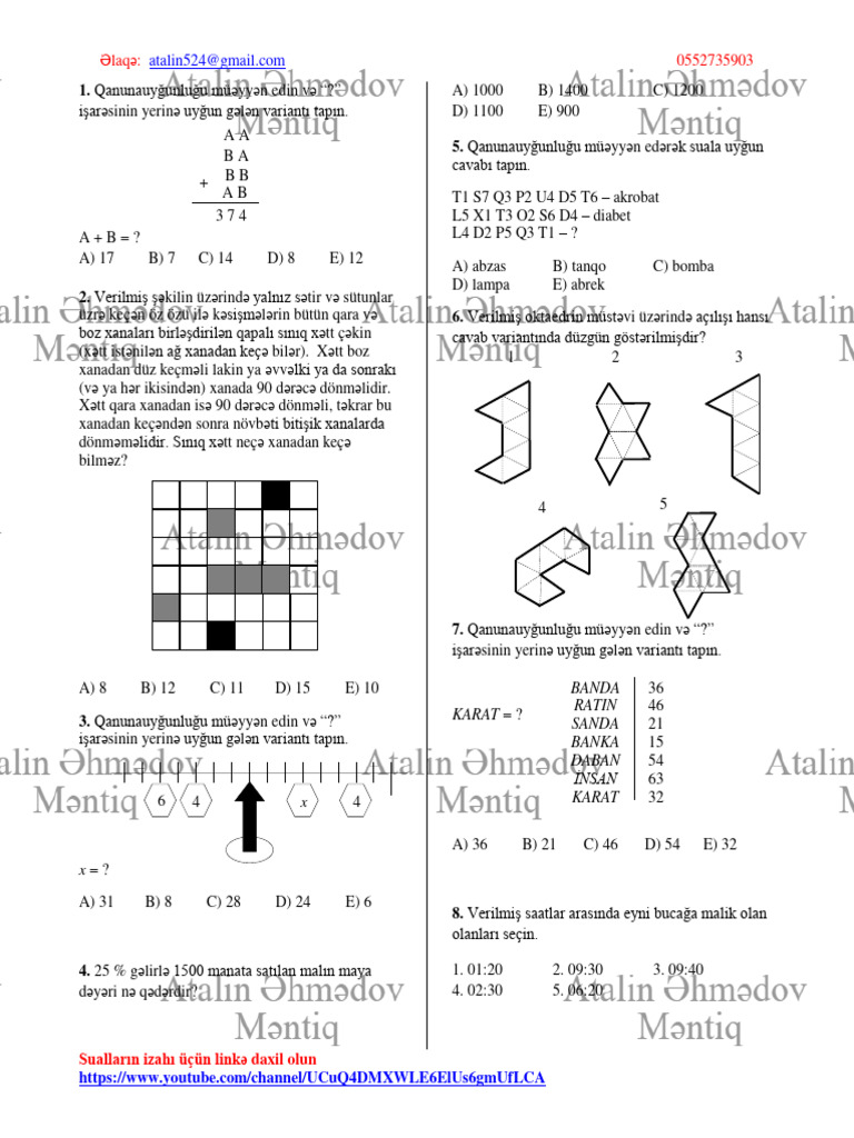100 SUAL 100 CAVAB Atalin Əhmədov 0552735903 | PDF