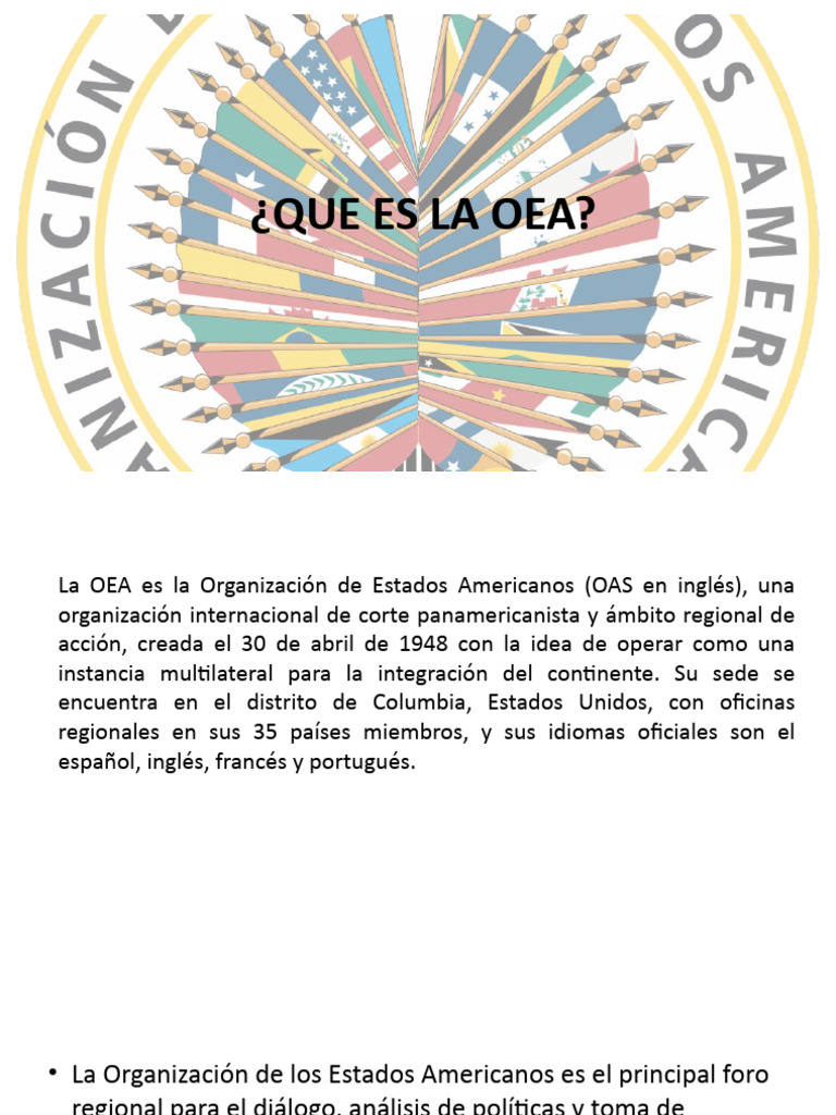 ¿Qué es la OEA y su función? | PDF | Gobierno