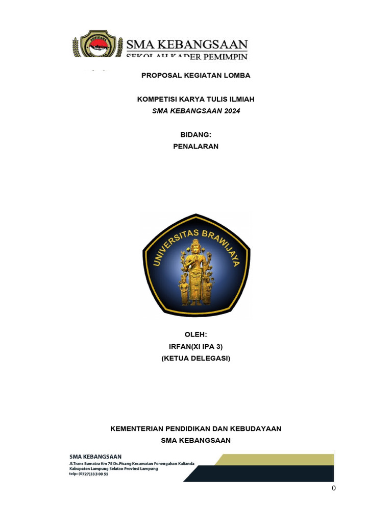 Template Proposal Kegiatan Lomba Atau Proker Lembaga Mahasiswa | PDF