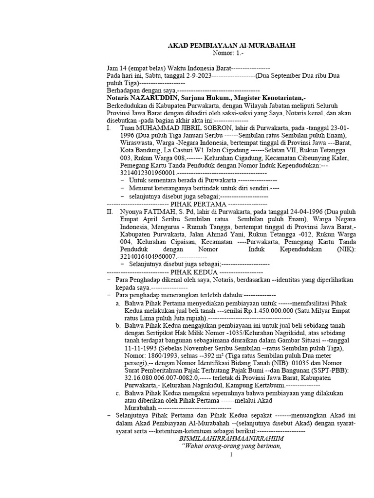 AKAD PEMBIAYAAN Al-MURABAHAH | PDF