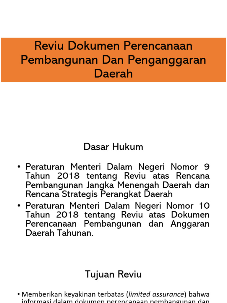 Materi-4 Reviu Dokumen Perencanaan Dan Penganggaran Daerah | PDF