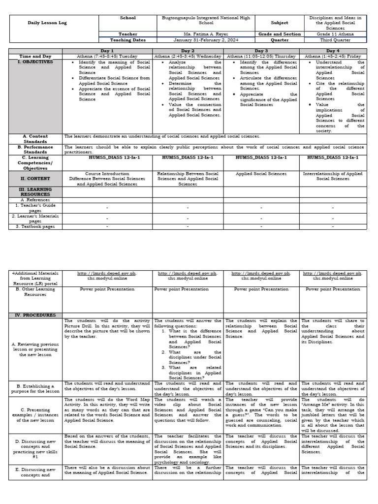 DLL G11 DIASS January 31-February 2 | PDF | Science | Social Sciences