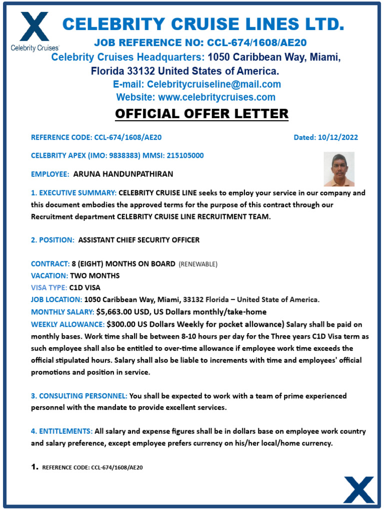 Cruise Security Officer Offer | PDF | Employment | Salary