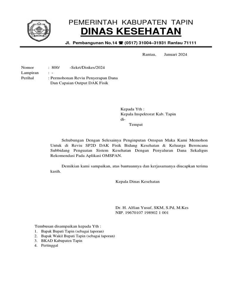 Format Surat Reviu Apip | PDF