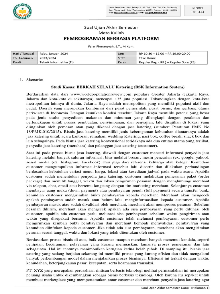 Uas - Pemrograman Berbasis Platform | PDF | Karier & Perkembangan | Bisnis