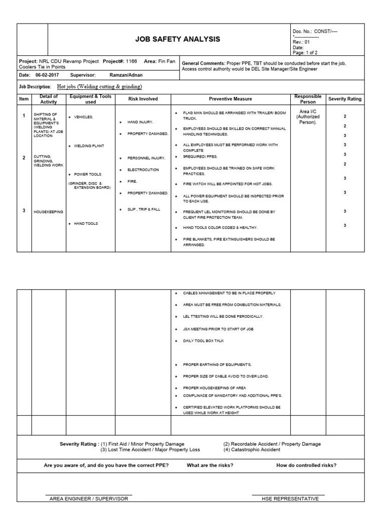 JSA for Work at Height Safety | PDF